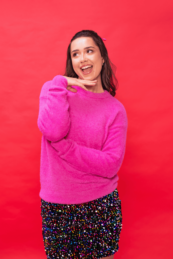 Hot Pink Fluffy Jumper – Sunshine Soul Ltd