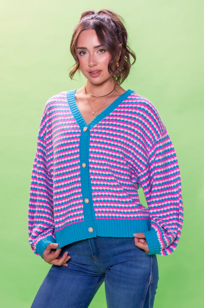 Aqua Geo Cardigan – Sunshine Soul Ltd